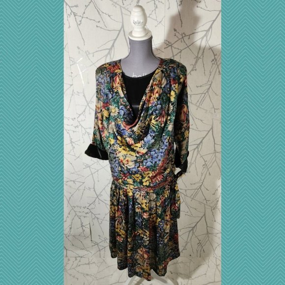 Rene Derhy | Dresses | Rene Derhy Paris Vtg Floral Cowl Neck Dropwaist ...